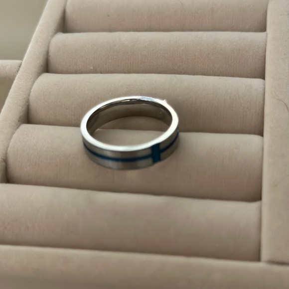 Accessories | Mens Silver Band With Blue Accent | Poshmark
